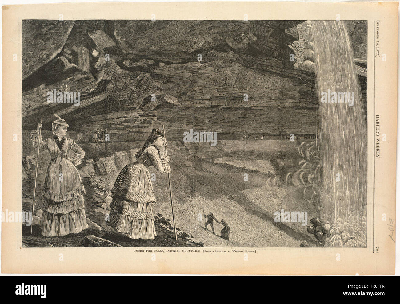 Under the falls, Catskill Mountains (Boston Public Library Stock Photo ...