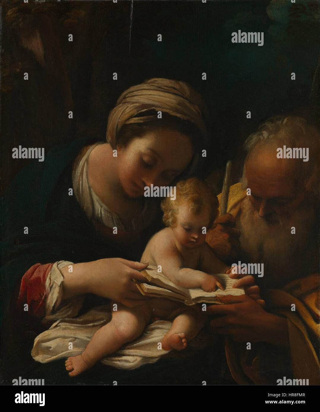 The Holy Family teaching the child to read Stock Photo - Alamy