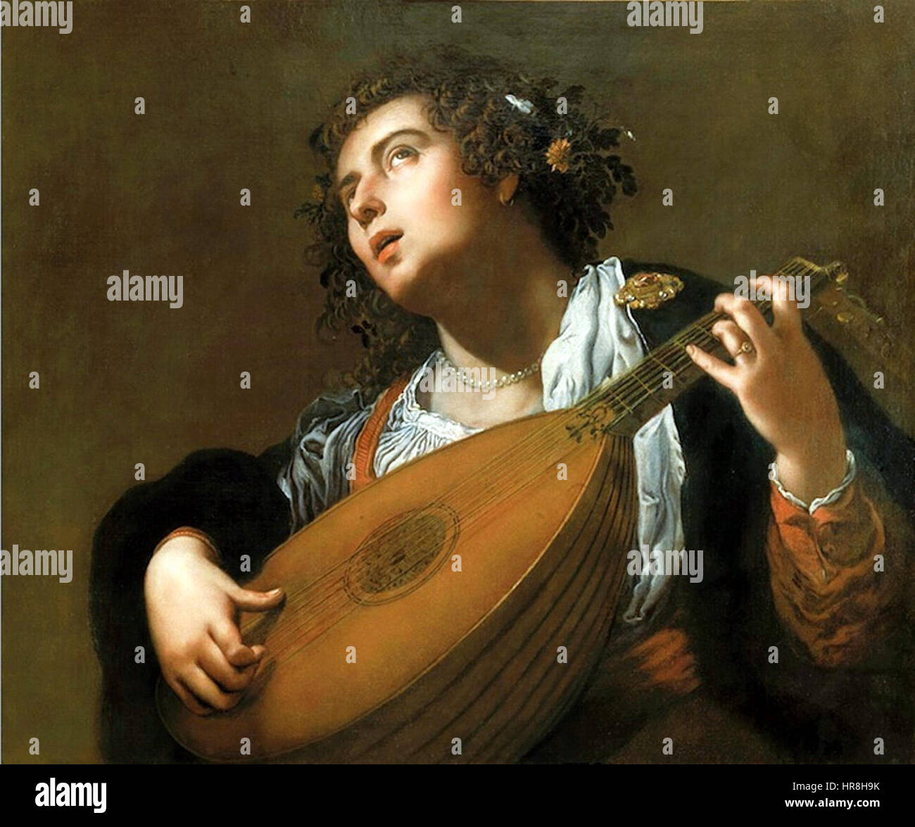 Woman Playing a Lute by Artemisia Stock Photo - Alamy