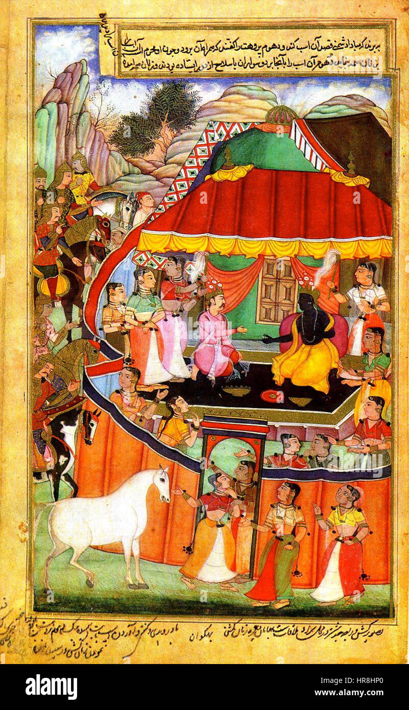 This artwork illustrates the moment when the ladies of Krishna's harem ...