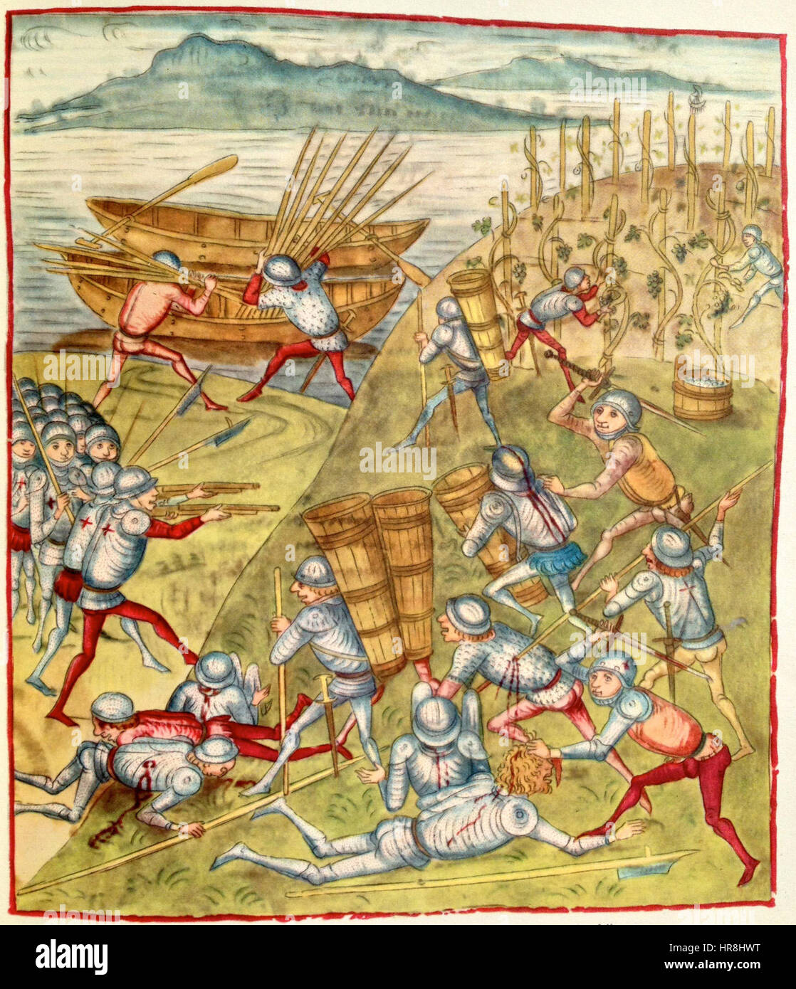 'Weinlese Erlenbach 1444' depicts the grape harvest in Erlenbach ...