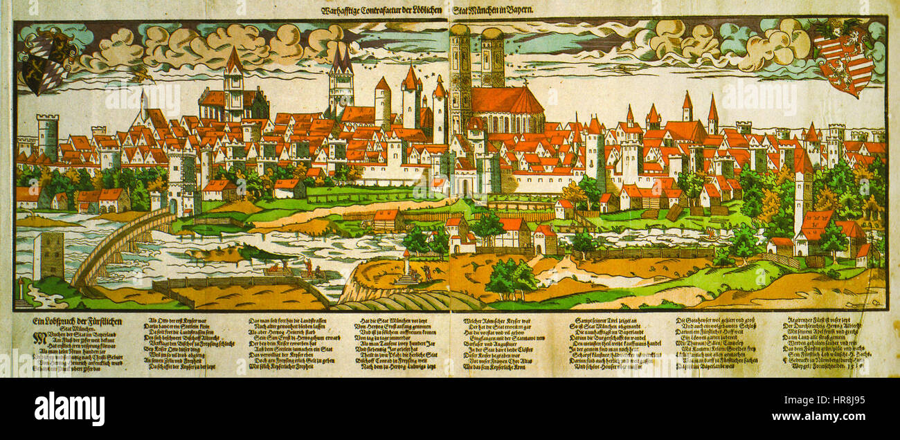 Stadtansicht 1572 is a historical cityscape engraving showing a view of ...