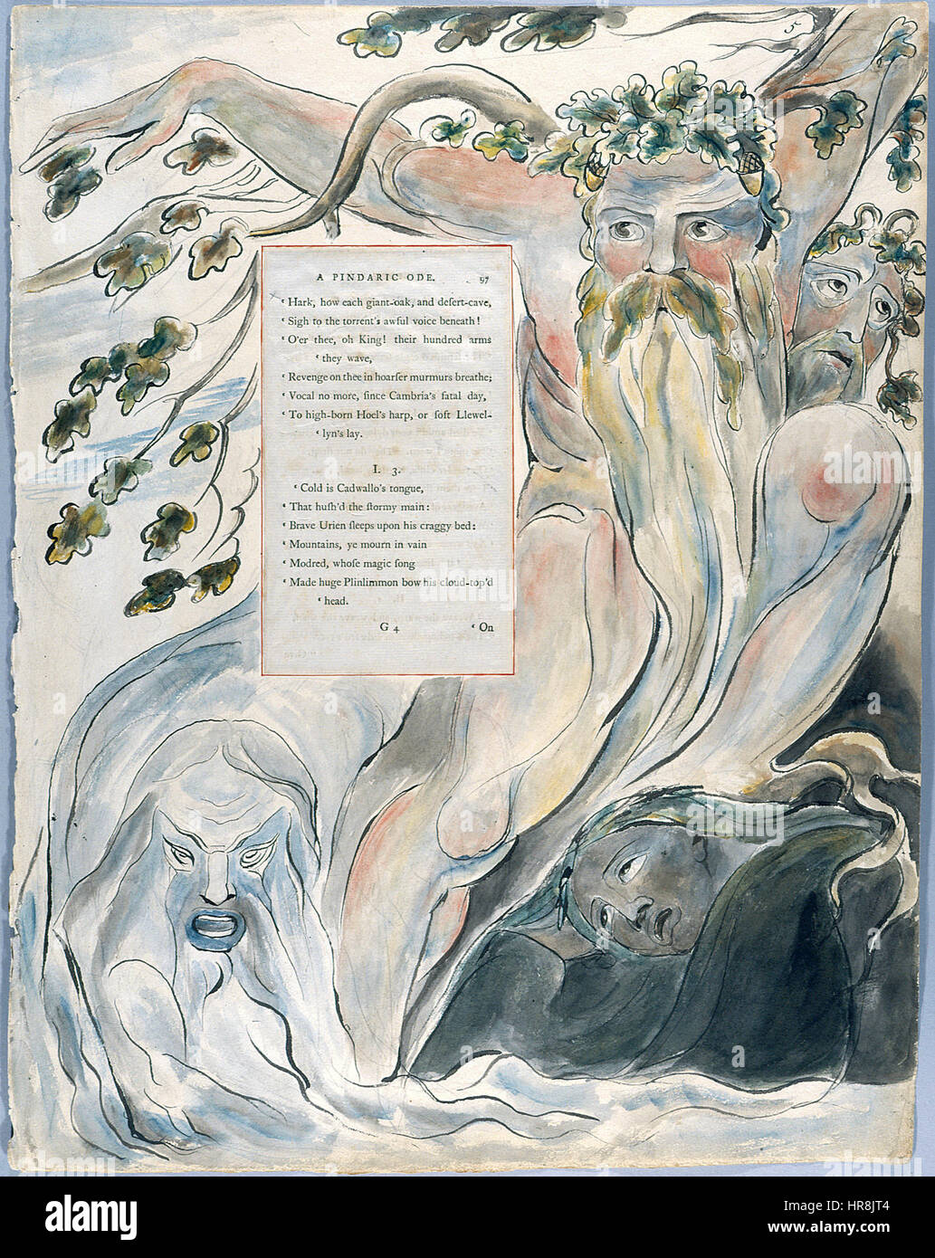 William Blake - The Poems of Thomas Gray, Design 57 The Bard 05 Stock ...