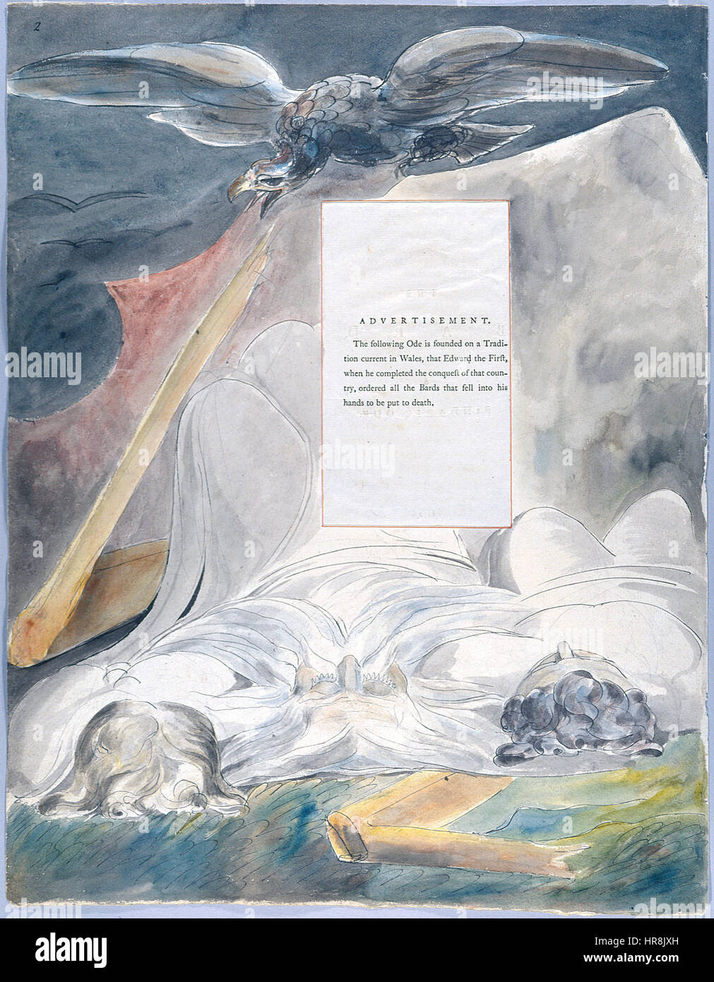 William Blake - The Poems of Thomas Gray, Design 54 The Bard 02 Stock ...