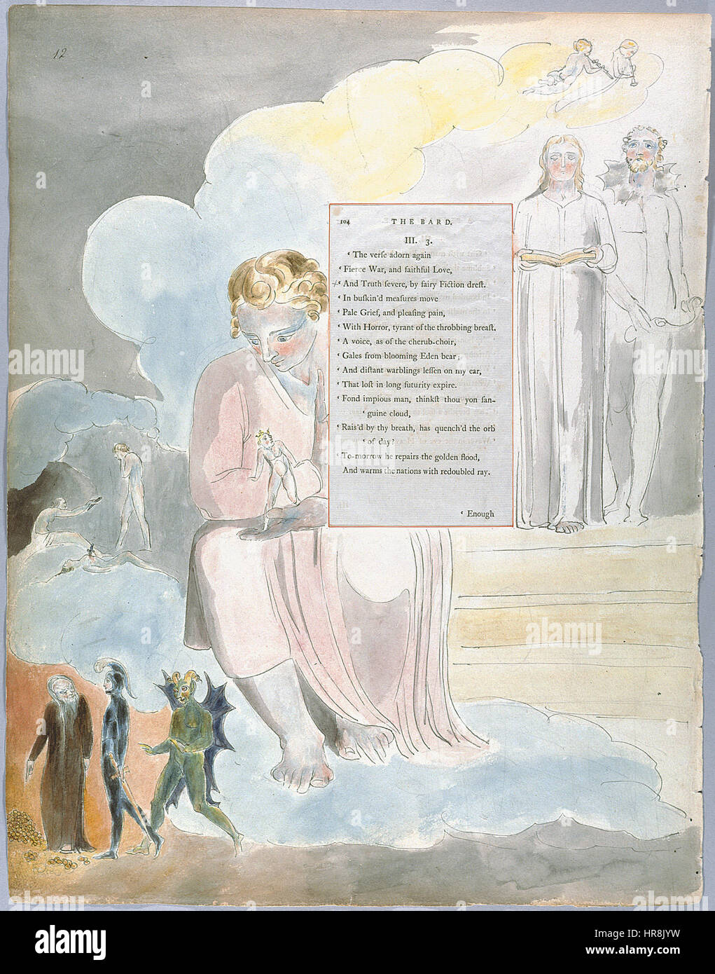 William Blake - The Poems of Thomas Gray, Design 64 The Bard 12 Stock ...