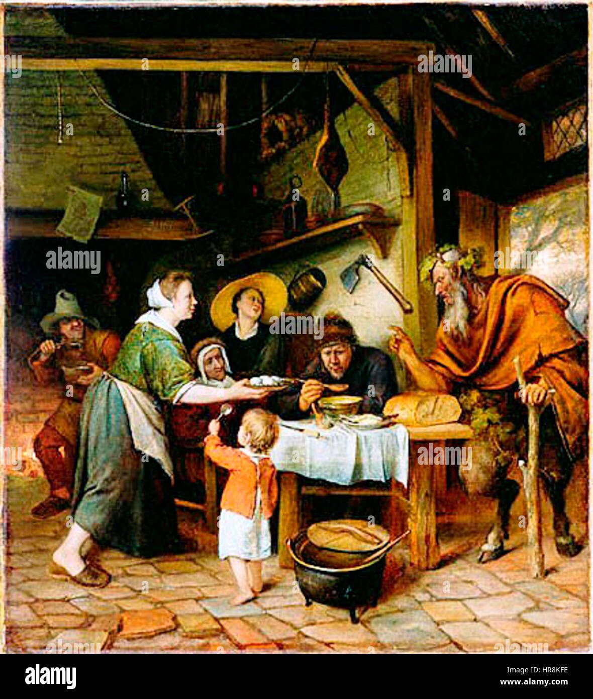 The 'Steen-satyr-family' painting depicts a satyr family scene ...