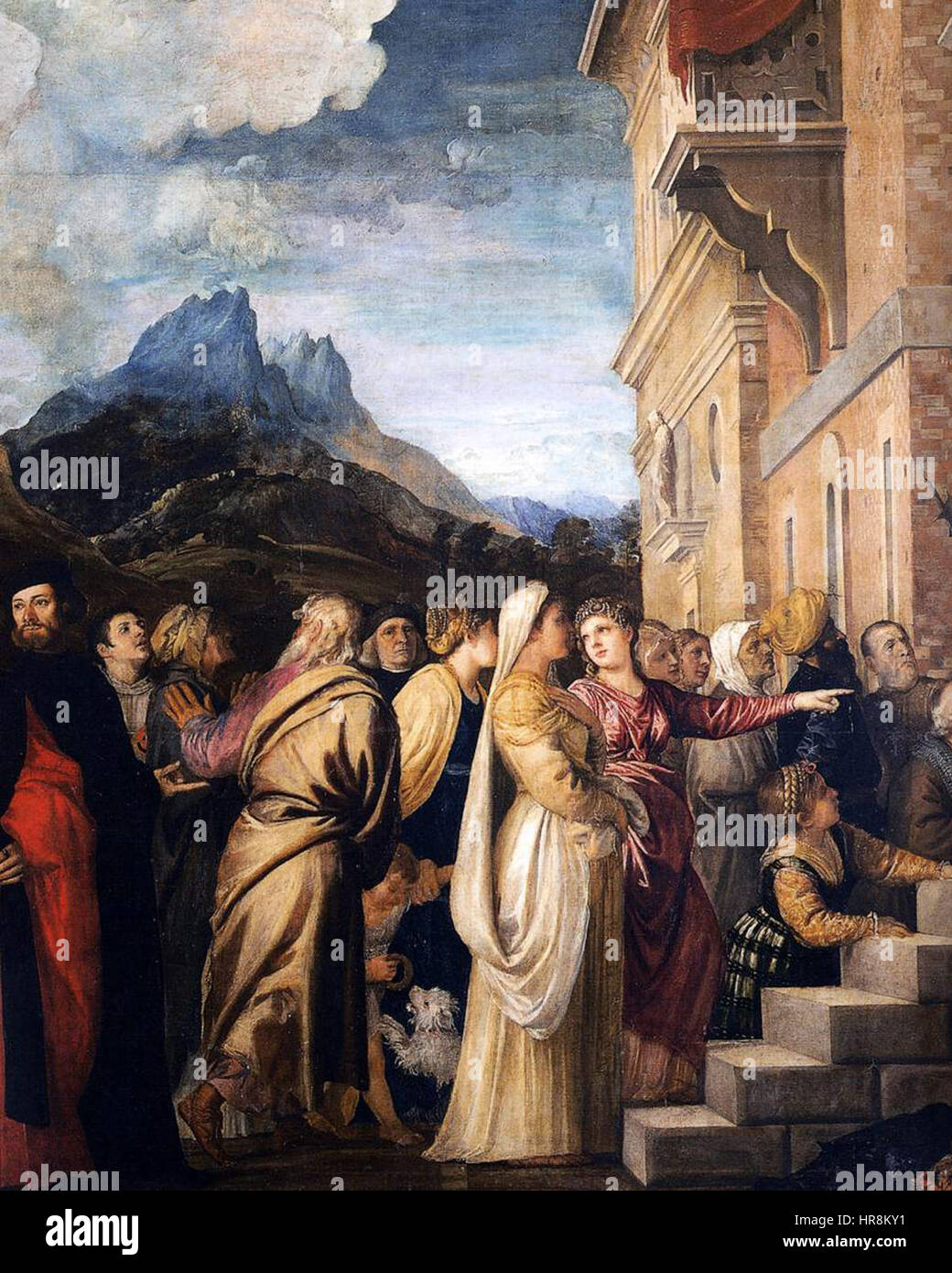 This detail from Titian's 'Presentation of the Virgin at the Temple' depicts the Virgin Mary ...