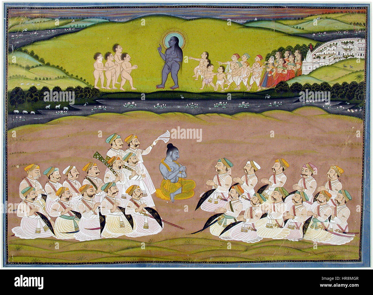 This artwork depicts Sukh Dev and Srinathji, two significant figures in ...