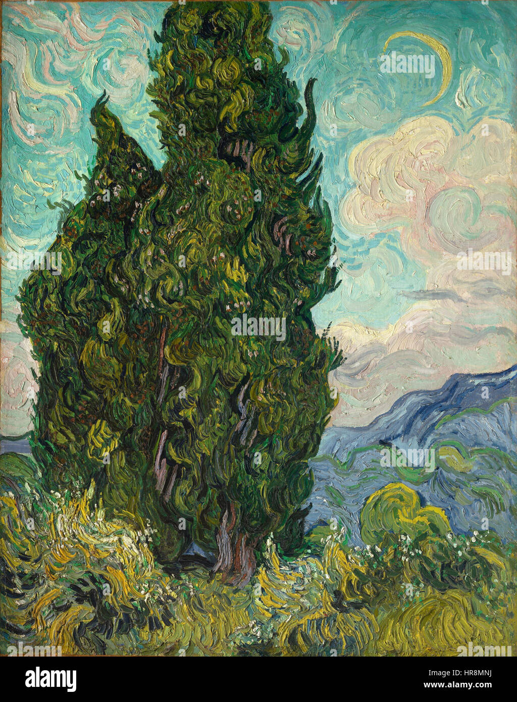 Vincent van Gogh’s 'Cypresses' is a famous landscape painting created ...