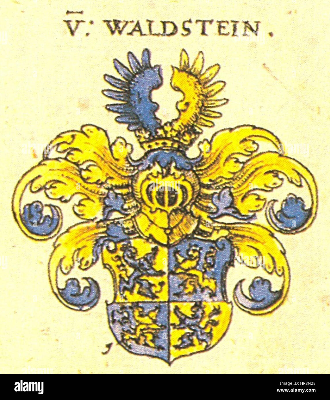 This coat of arms of the Waldstein family represents the noble heritage ...