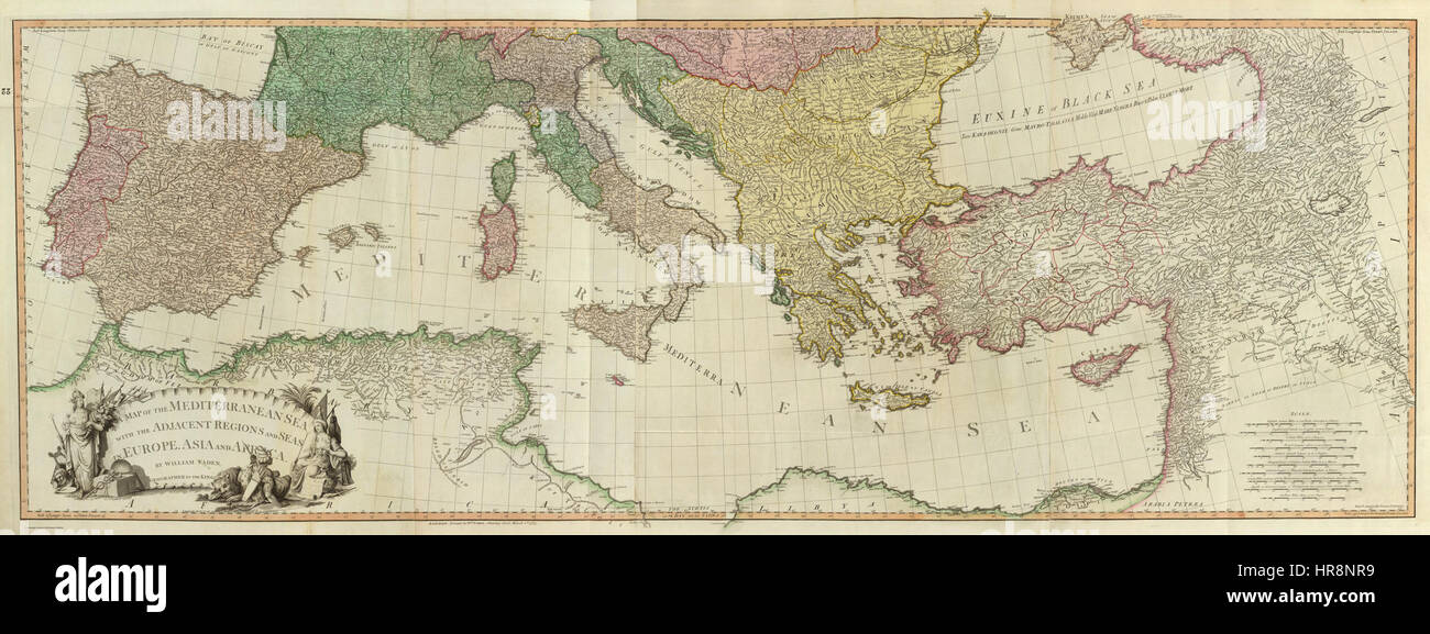 William Faden’s 'Composite Mediterranean' (1785) is a detailed map of ...