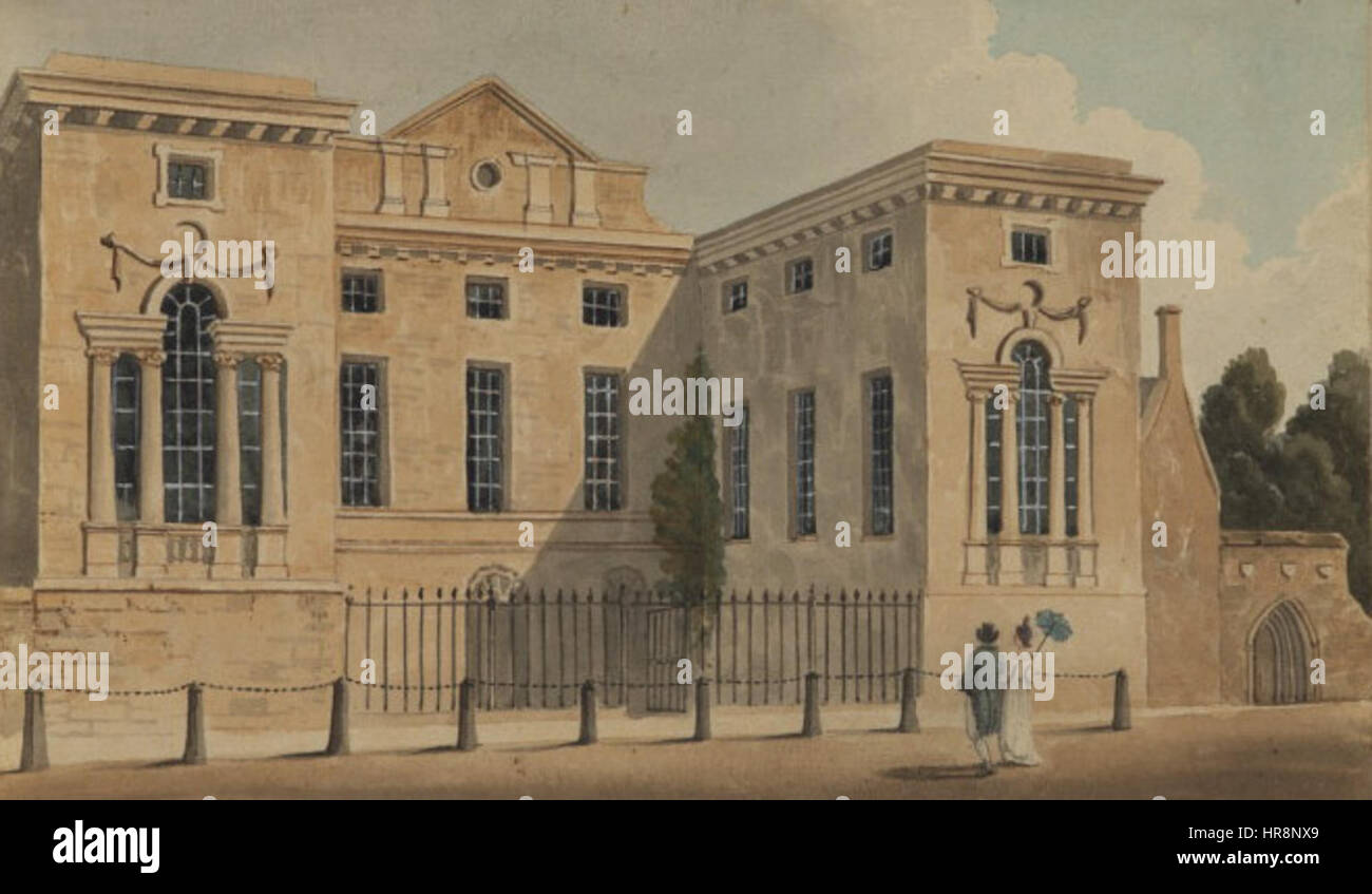 An early 19th-century depiction of Worcester College, showcasing its ...