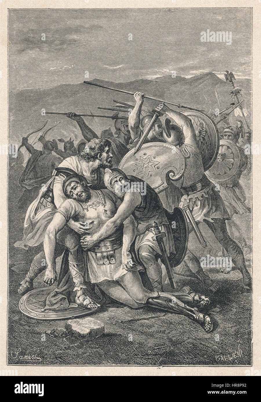 This artwork by Sanesi depicts Spartacus, the leader of the ...