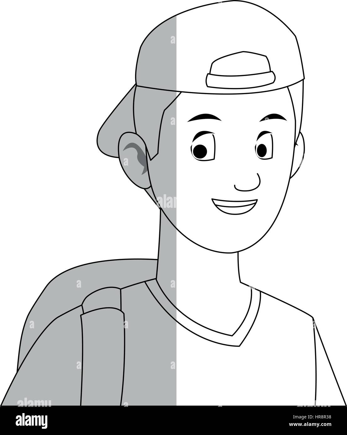 handsome young man with backwards baseball hat icon image Stock Vector ...