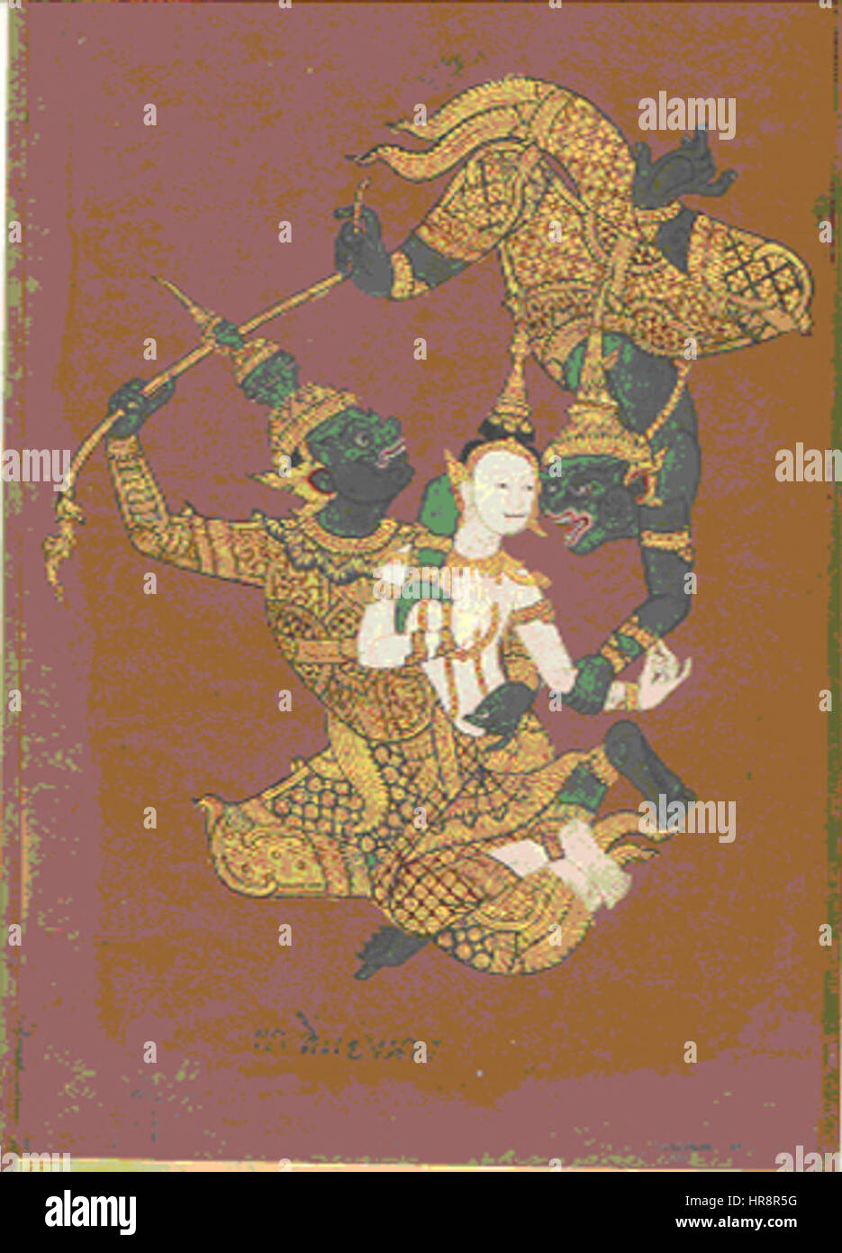 This drawing from the 'Ramakien', Thailand's national epic, depicts a ...