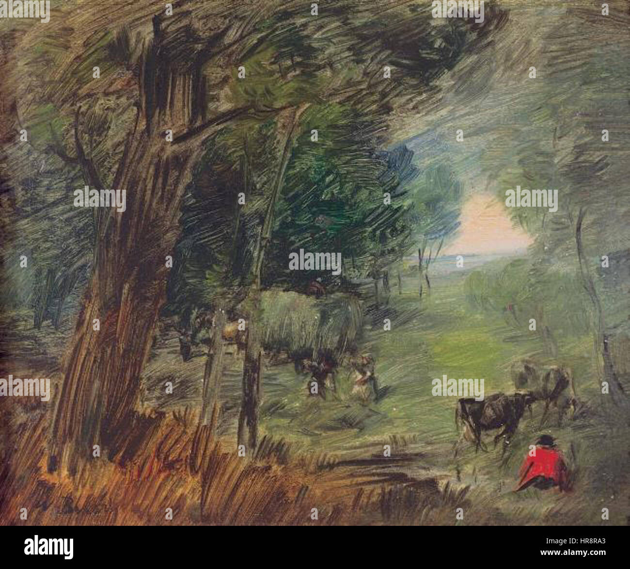 'Waldlandschaft' by Wilhelm Busch depicts a serene forest landscape ...