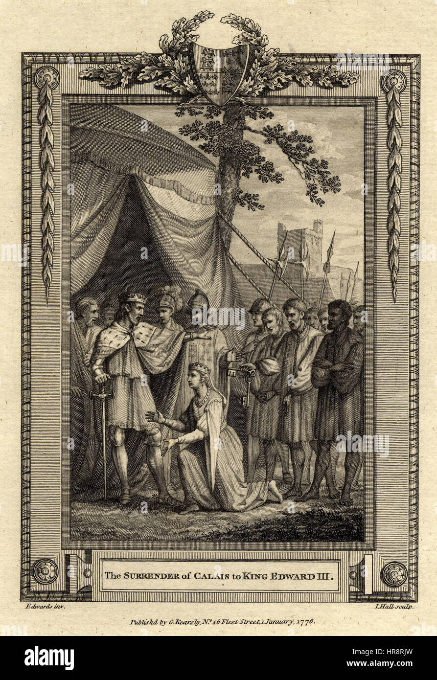 'The Surrender of Calais to King Edward III' by Edward Edwards depicts ...