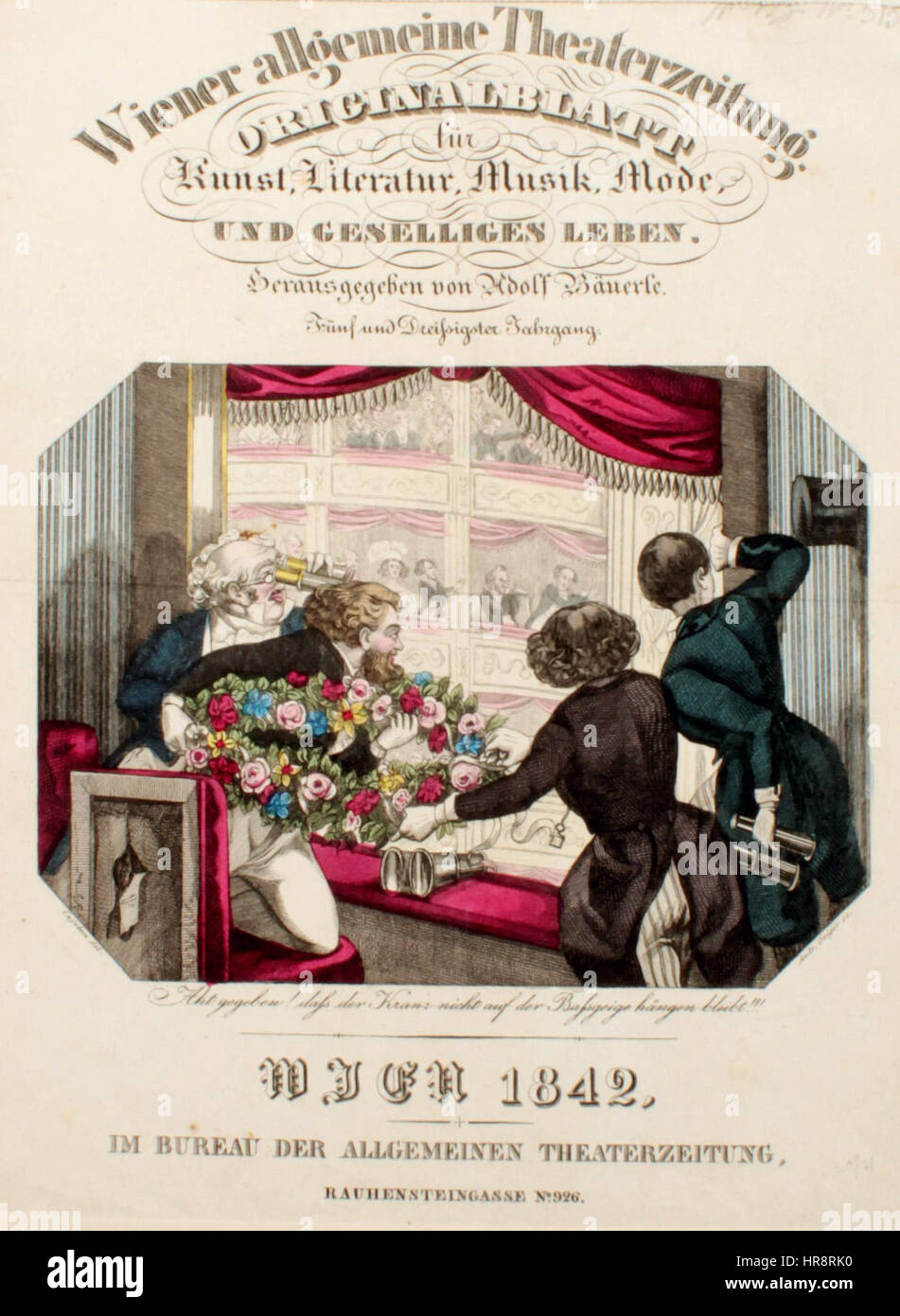 'Theaterzeitung Titelblatt' is the front page of a 19th-century theater ...