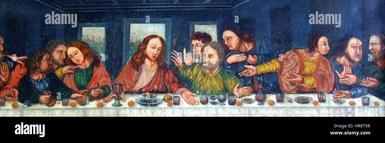 The 'Last Supper' fresco at Temmes Church depicts the Biblical scene of ...