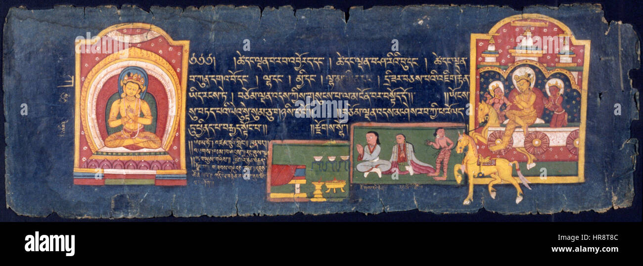 This Tibetan artwork portrays Manjushri, the Bodhisattva of wisdom ...