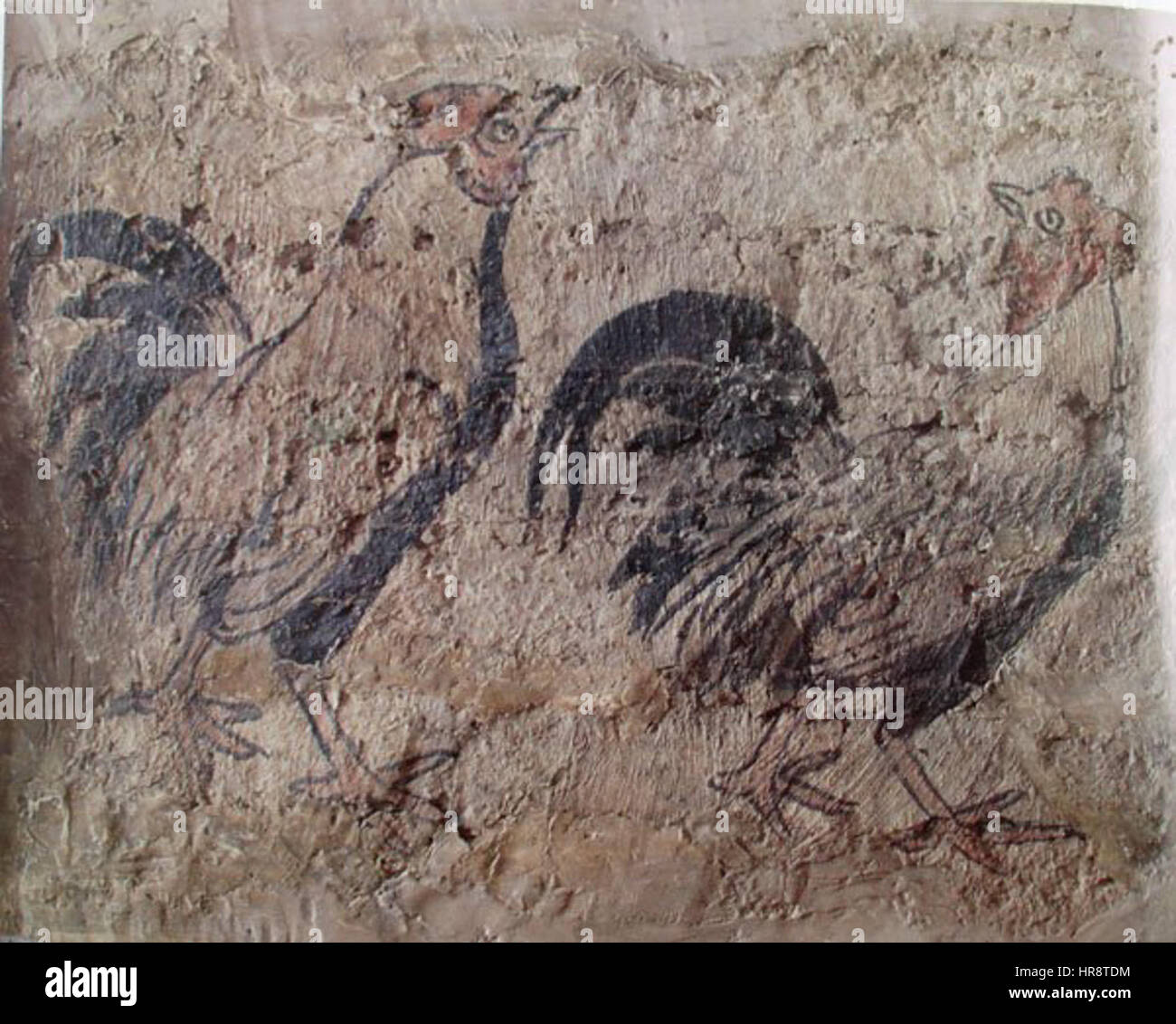 Two chicks, mural from Tomb in Aohan, Liao Dynasty Stock Photo - Alamy