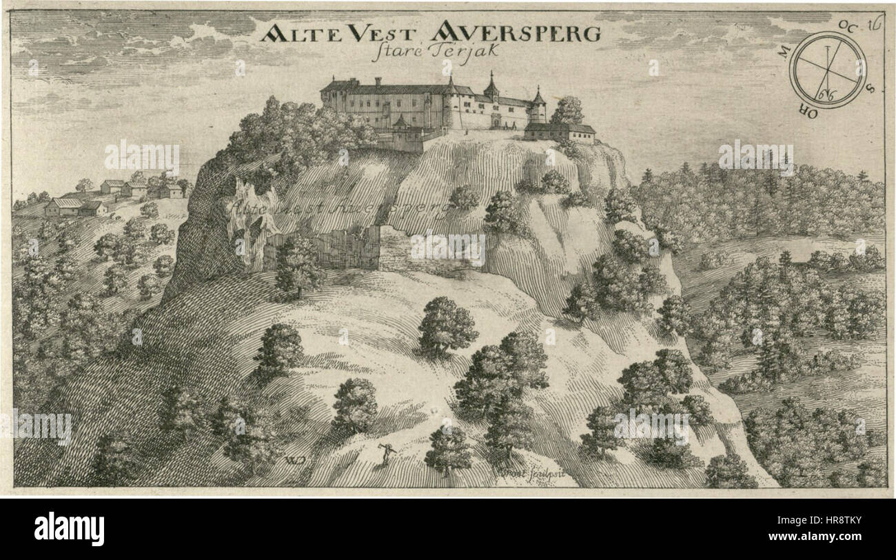 Valvasor - Stari in novi grad Turjak Stock Photo - Alamy