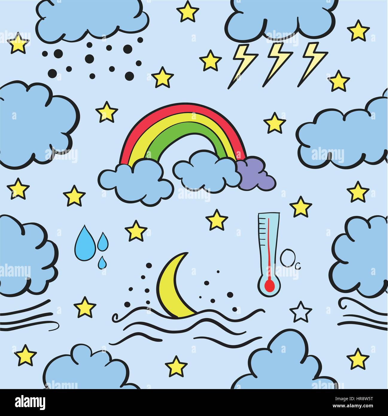 Doodle of weather with cloud set Stock Vector Image & Art - Alamy