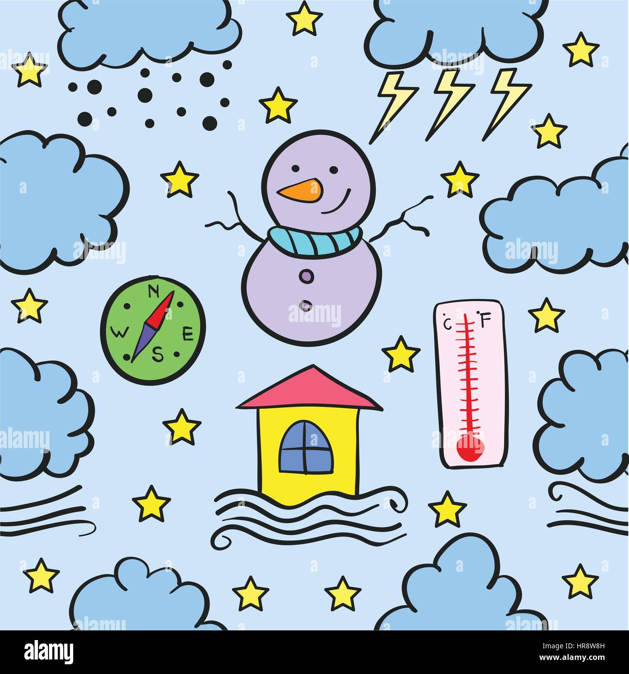 Vector illustration of weather style doodles Stock Vector Image & Art ...
