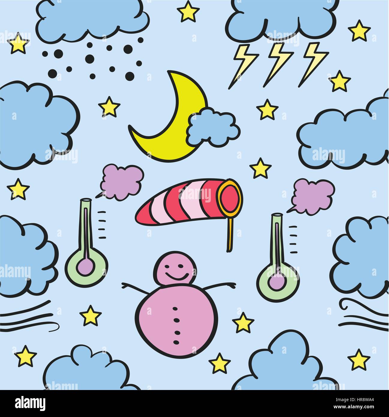 Cloud set weather style doodles hi-res stock photography and images - Alamy