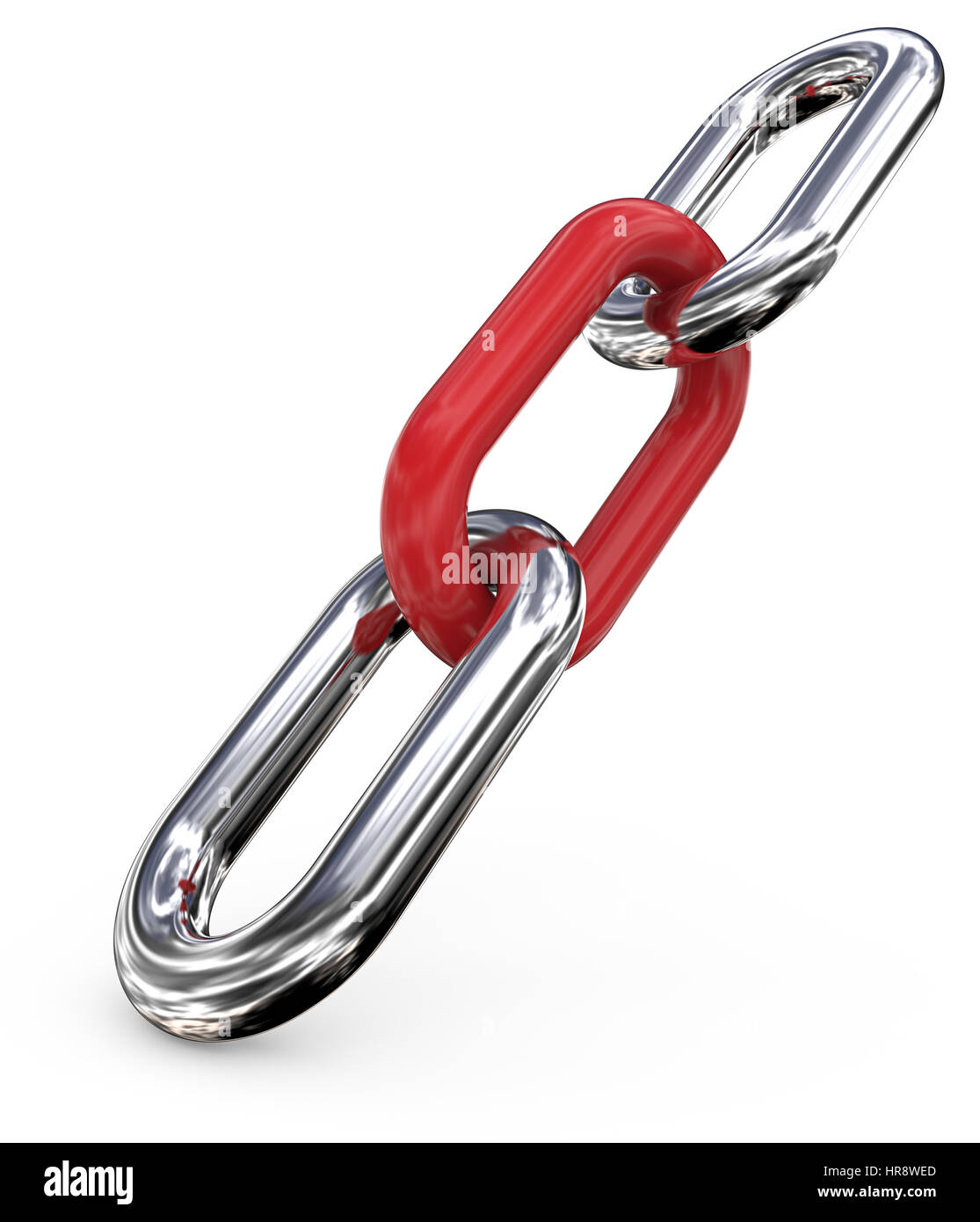 Three Chain Links angled on floor. Steel with middle Red. 3d Render ...