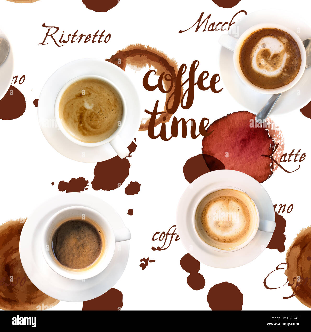 A seamless background texture with the handwritten words Coffee Time ...