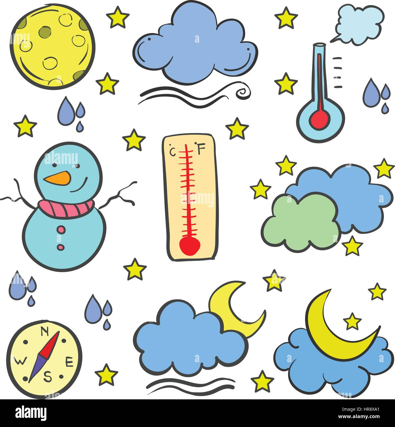 Collection stock of weather object doodles Stock Vector Image & Art - Alamy