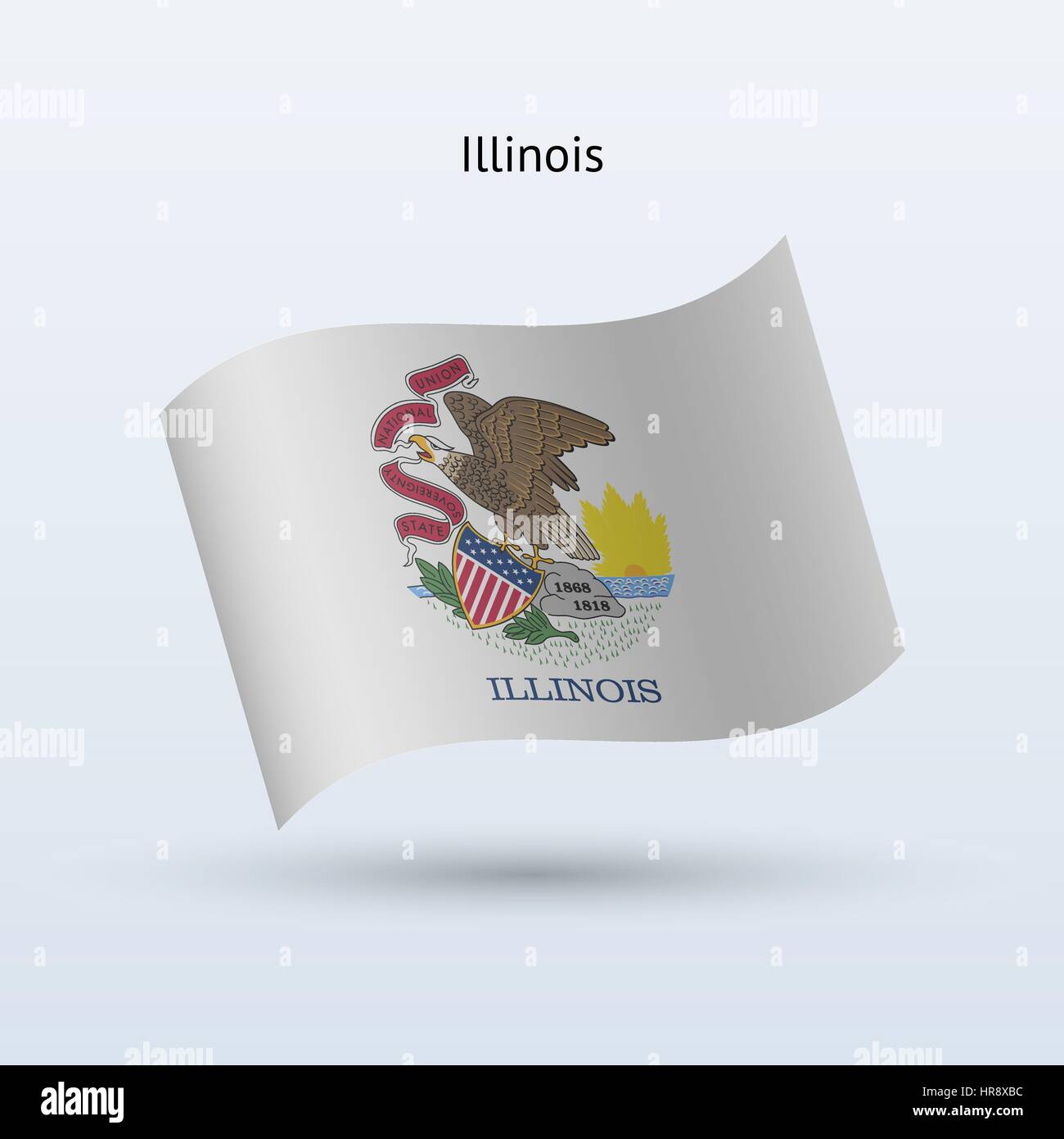 State of Illinois flag waving form on gray background. Vector ...