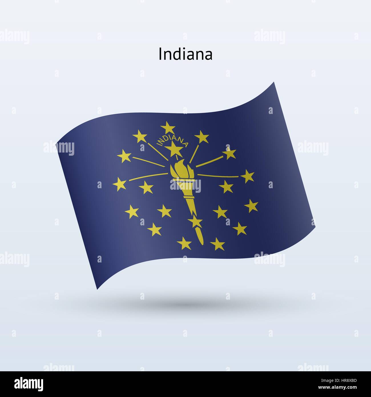 State of Indiana flag waving form on gray background. Vector ...