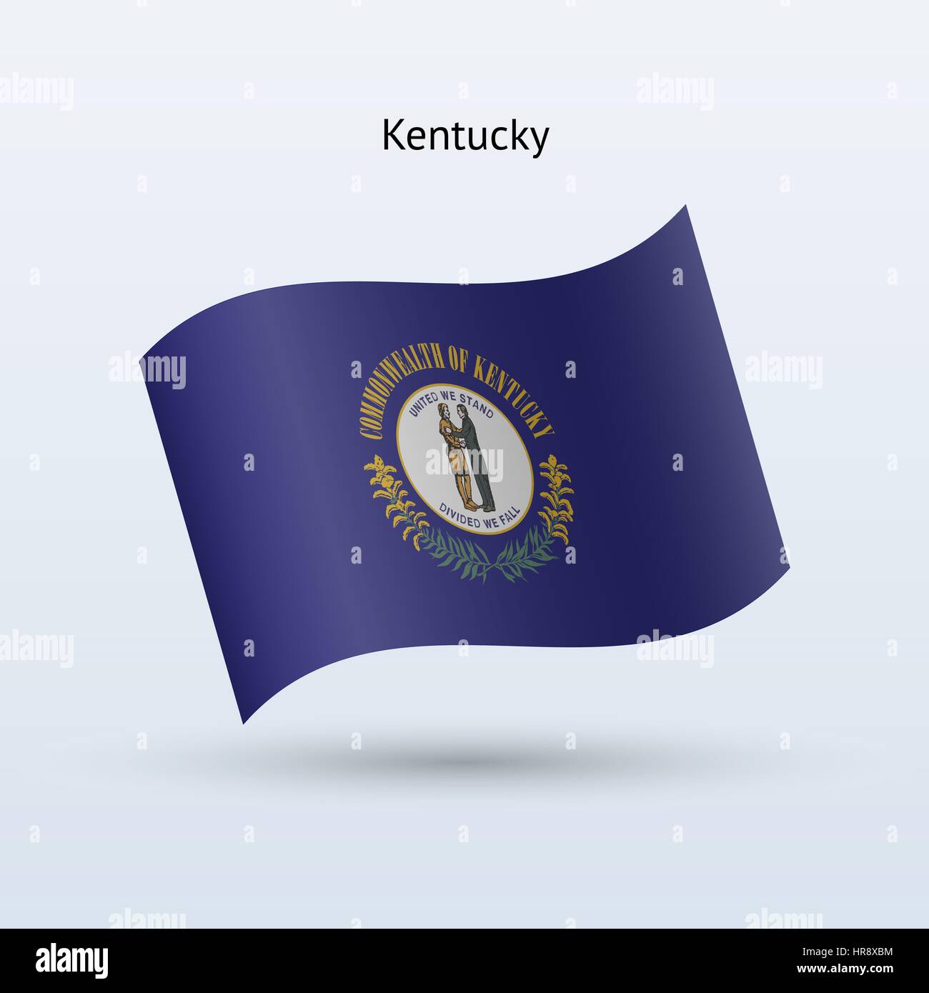State of Kentucky flag waving form on gray background. Vector ...