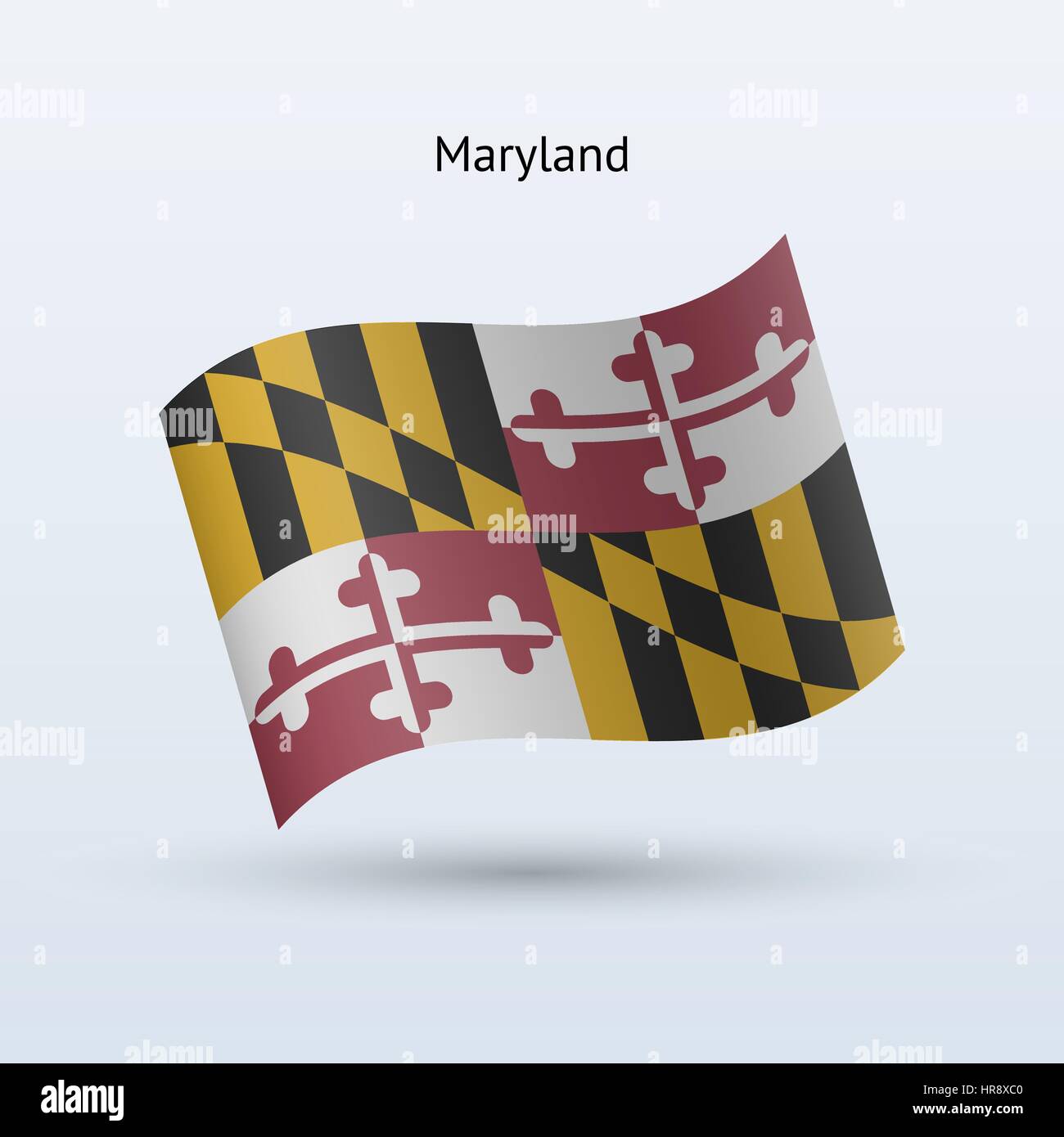 State of Maryland flag waving form on gray background. Vector ...