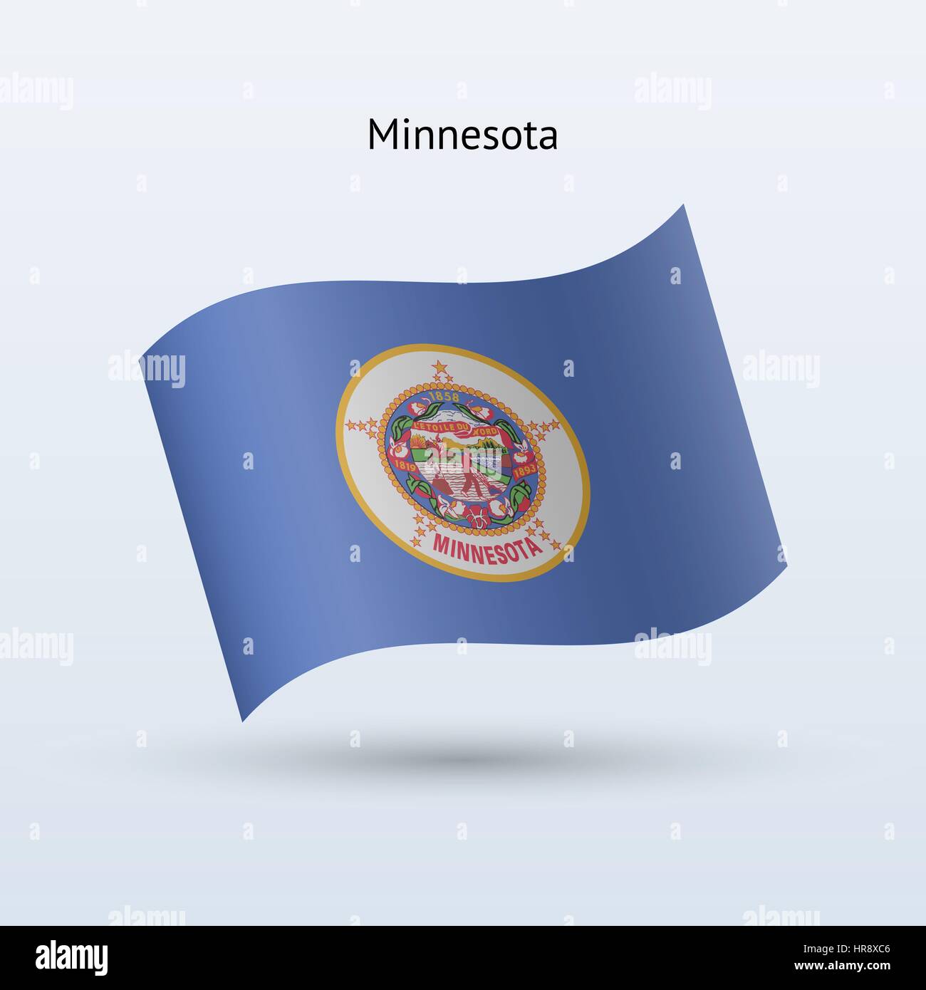 State of Minnesota flag waving form on gray background. Vector ...