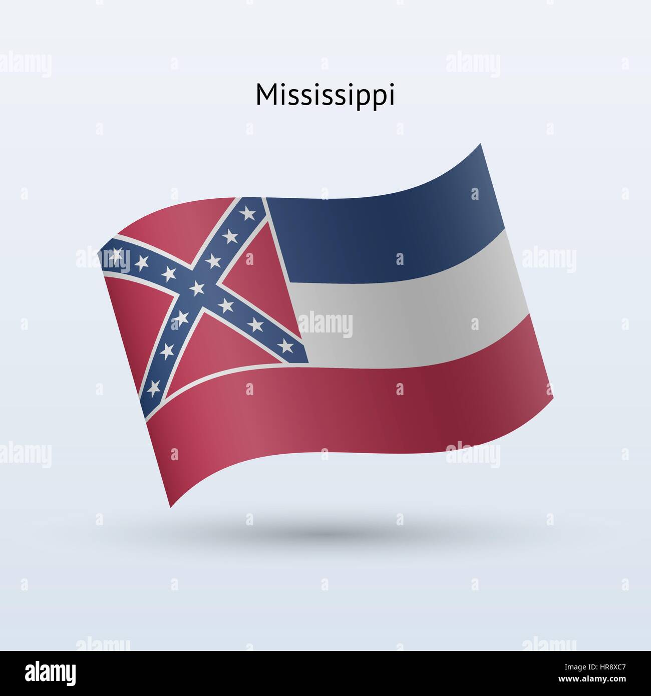 State of Mississippi flag waving form on gray background. Vector ...