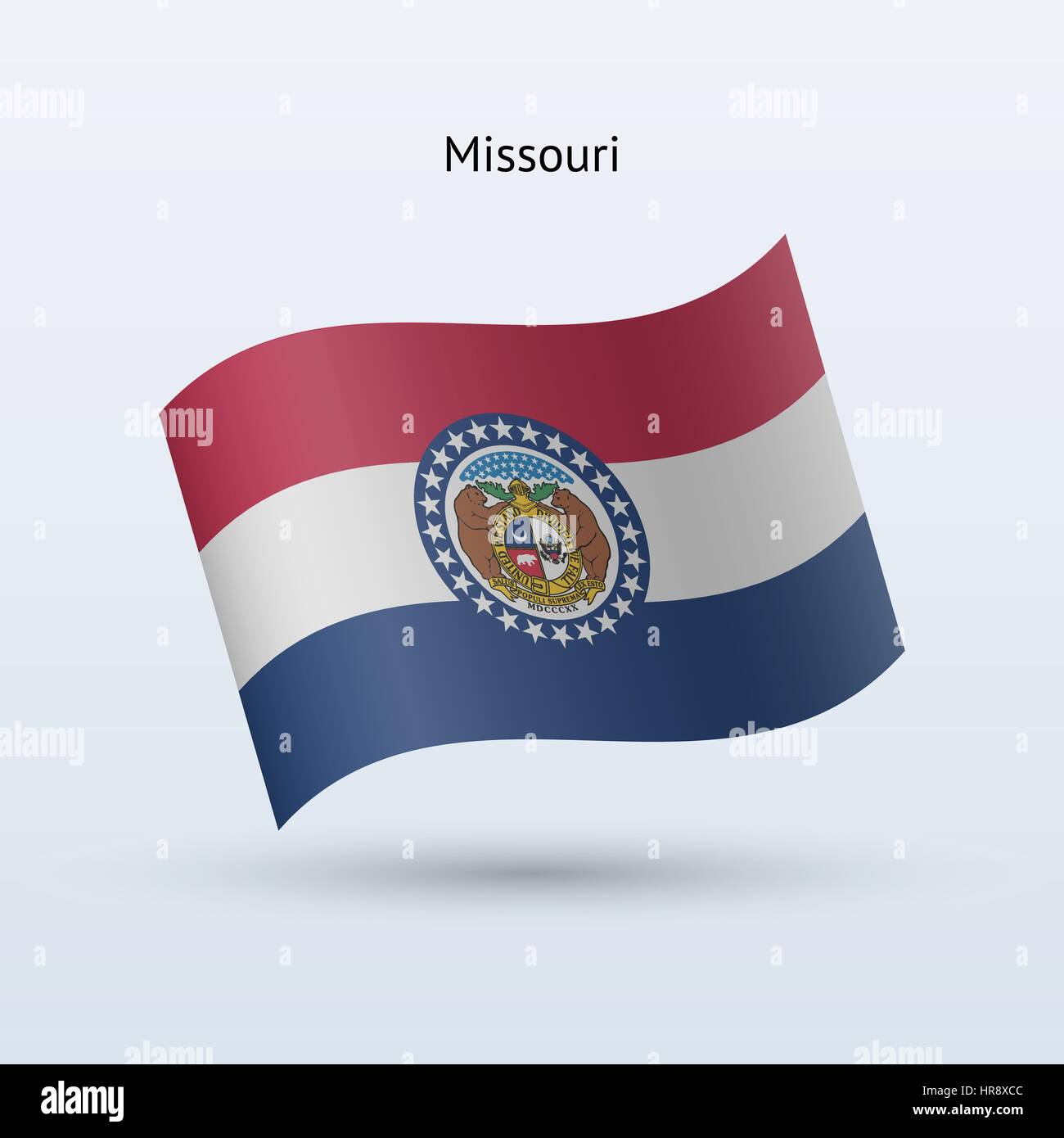 State of Missouri flag waving form on gray background. Vector ...