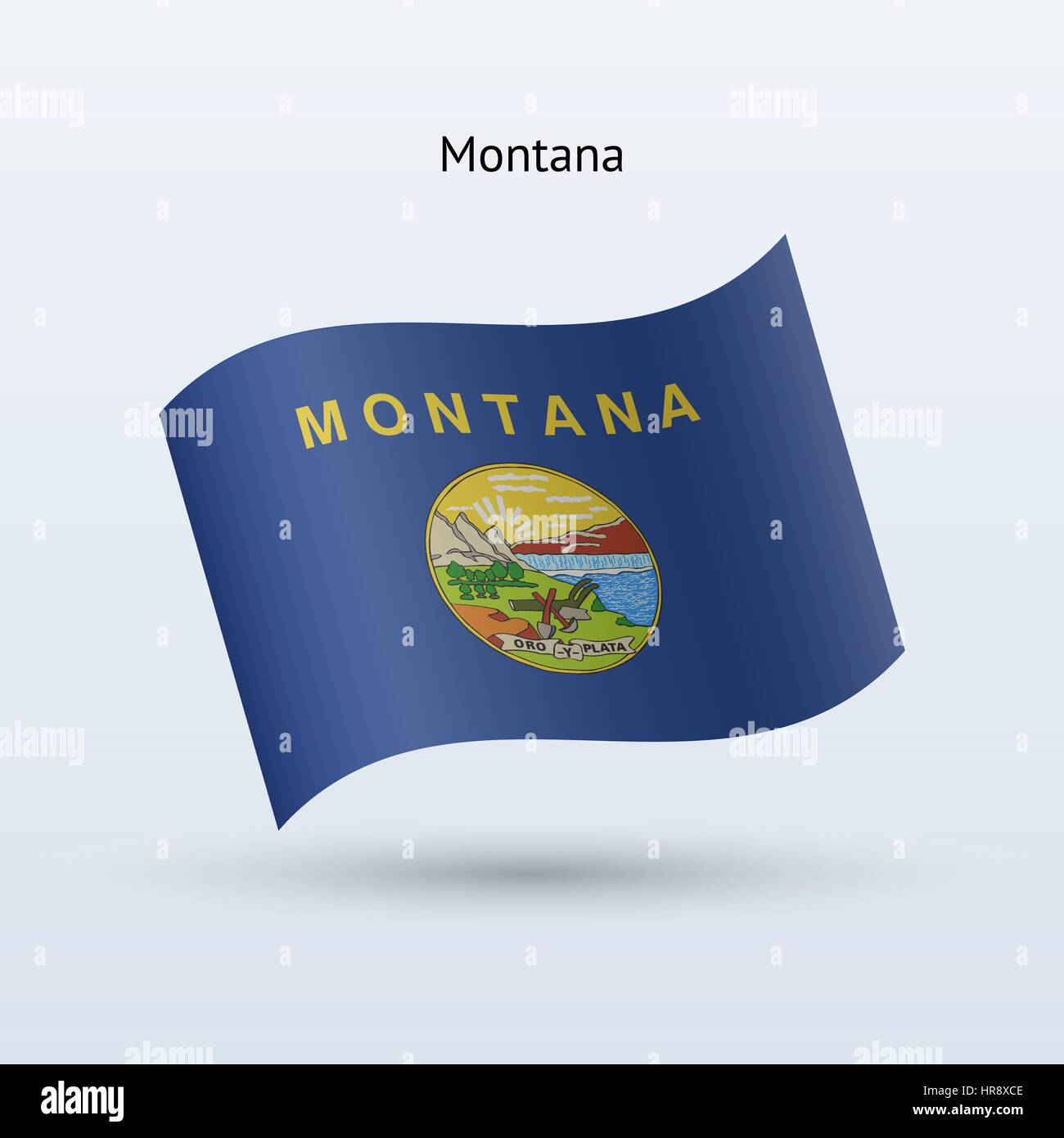State of Montana flag waving form on gray background. Vector ...