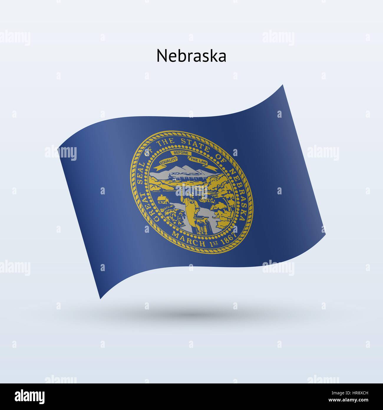 State of Nebraska flag waving form on gray background. Vector ...