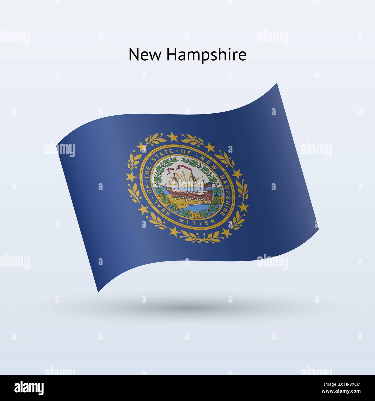 State of New Hampshire flag waving form on gray background. Vector ...