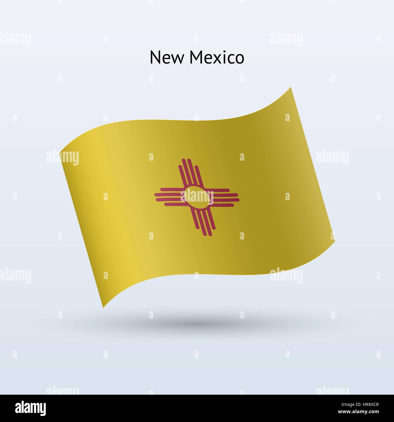 State of New Mexico flag waving form on gray background. Vector ...