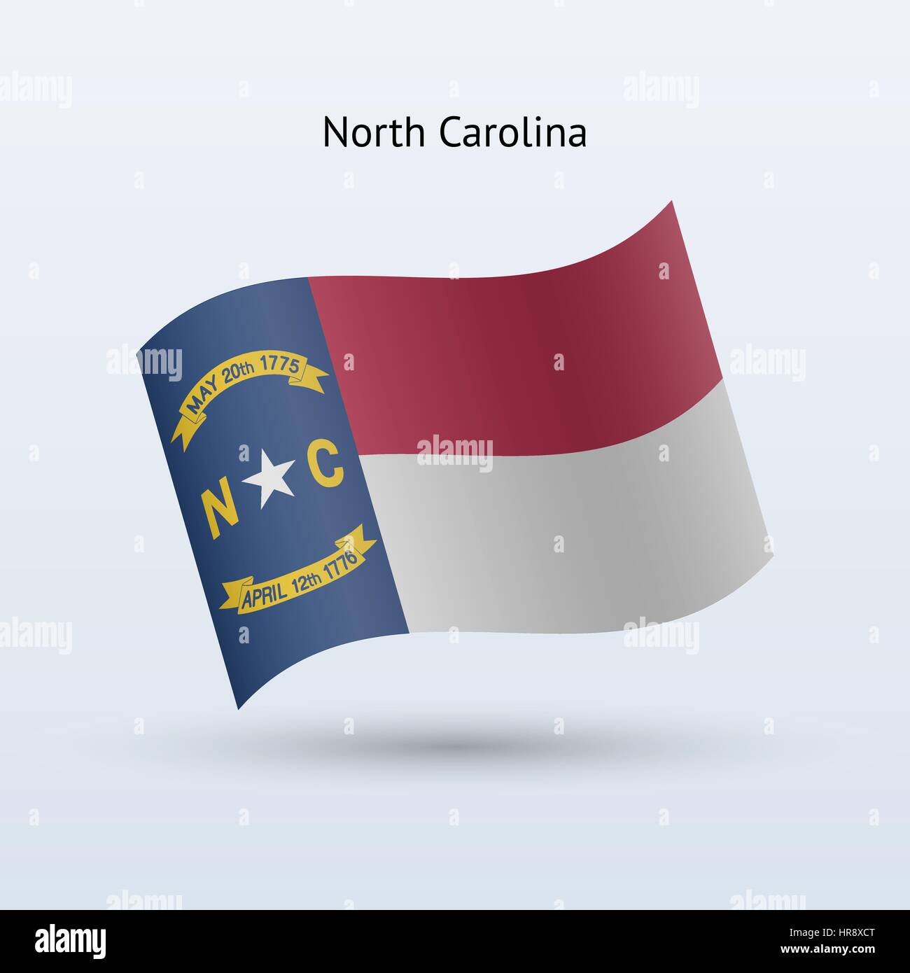 State of North Carolina flag waving form on gray background. Vector ...