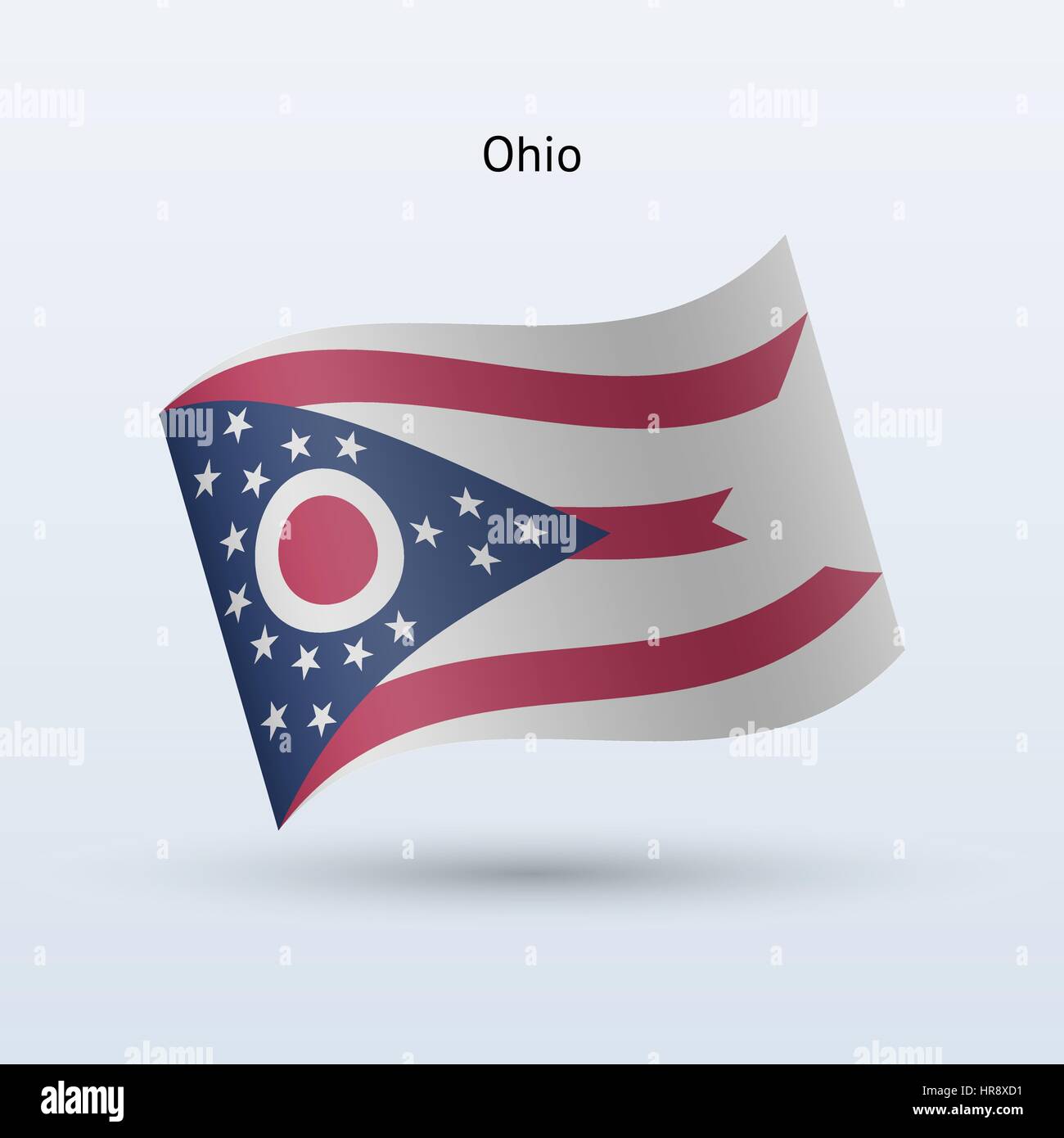 State of Ohio flag waving form on gray background. Vector illustration ...