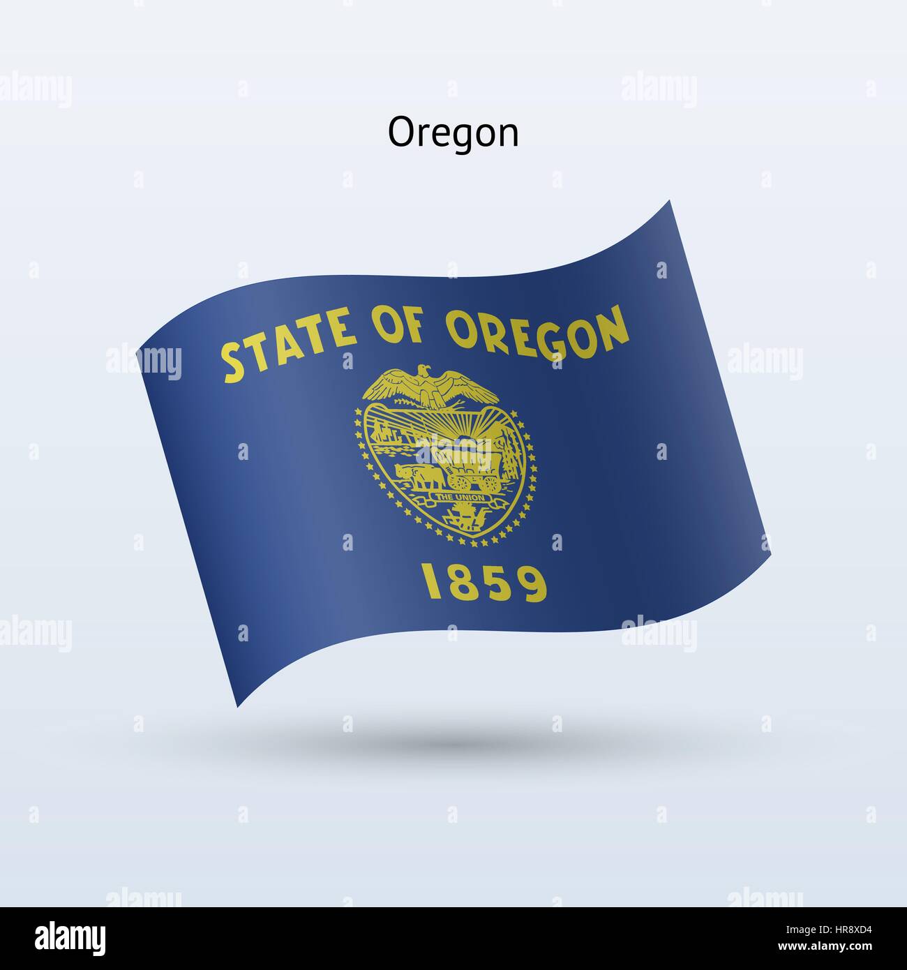 State of Oregon flag waving form on gray background. Vector ...