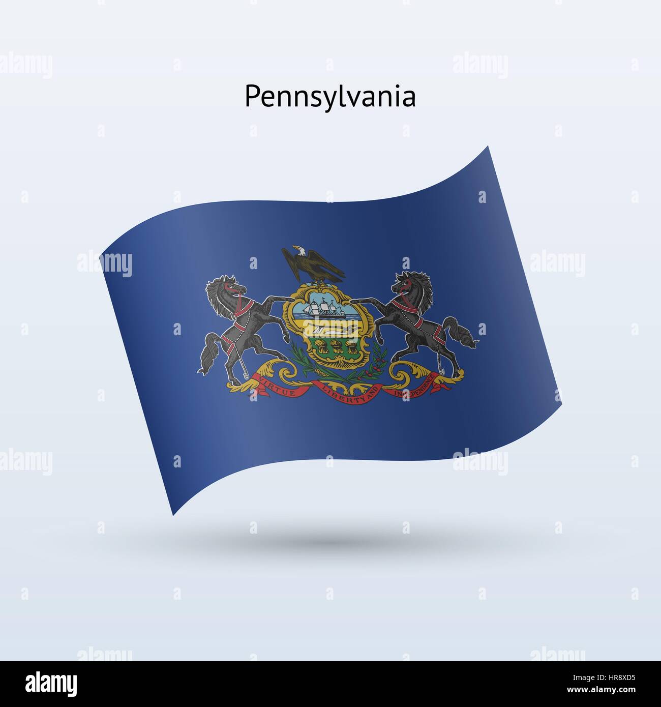 State of Pennsylvania flag waving form on gray background. Vector ...