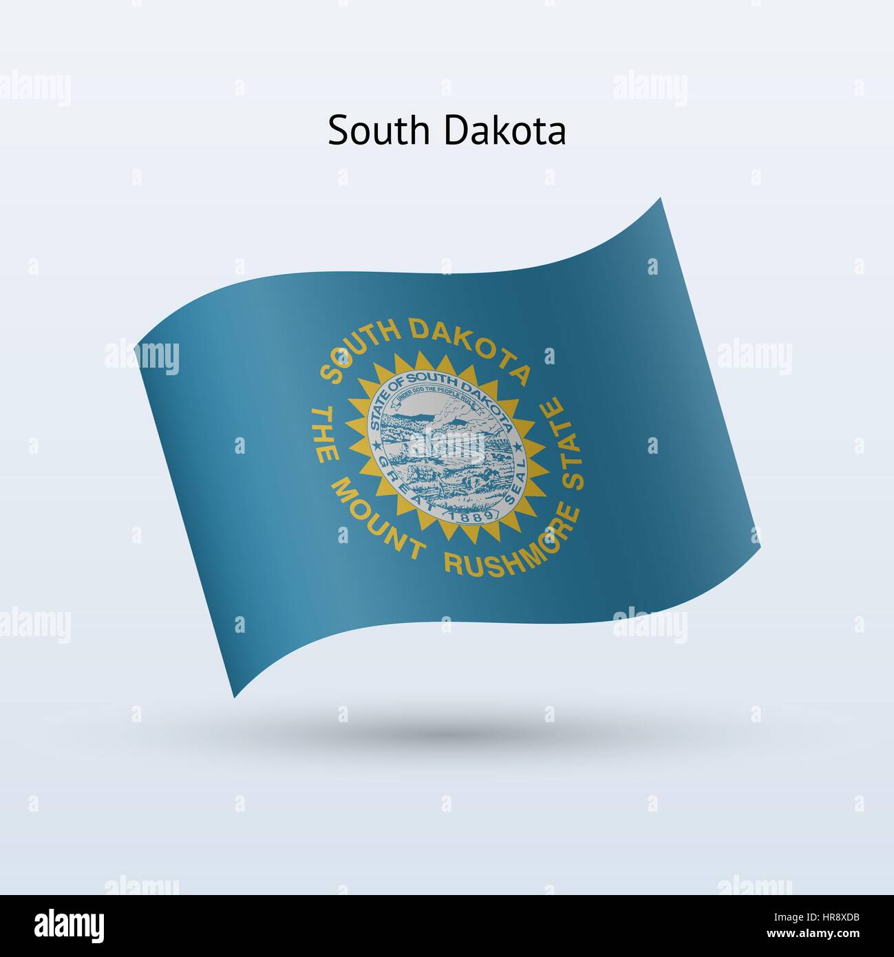 State of South Dakota flag waving form on gray background. Vector ...