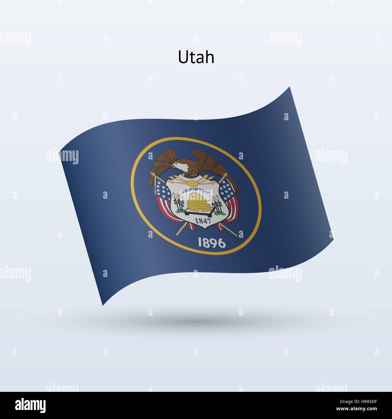 State of Utah flag waving form on gray background. Vector illustration ...