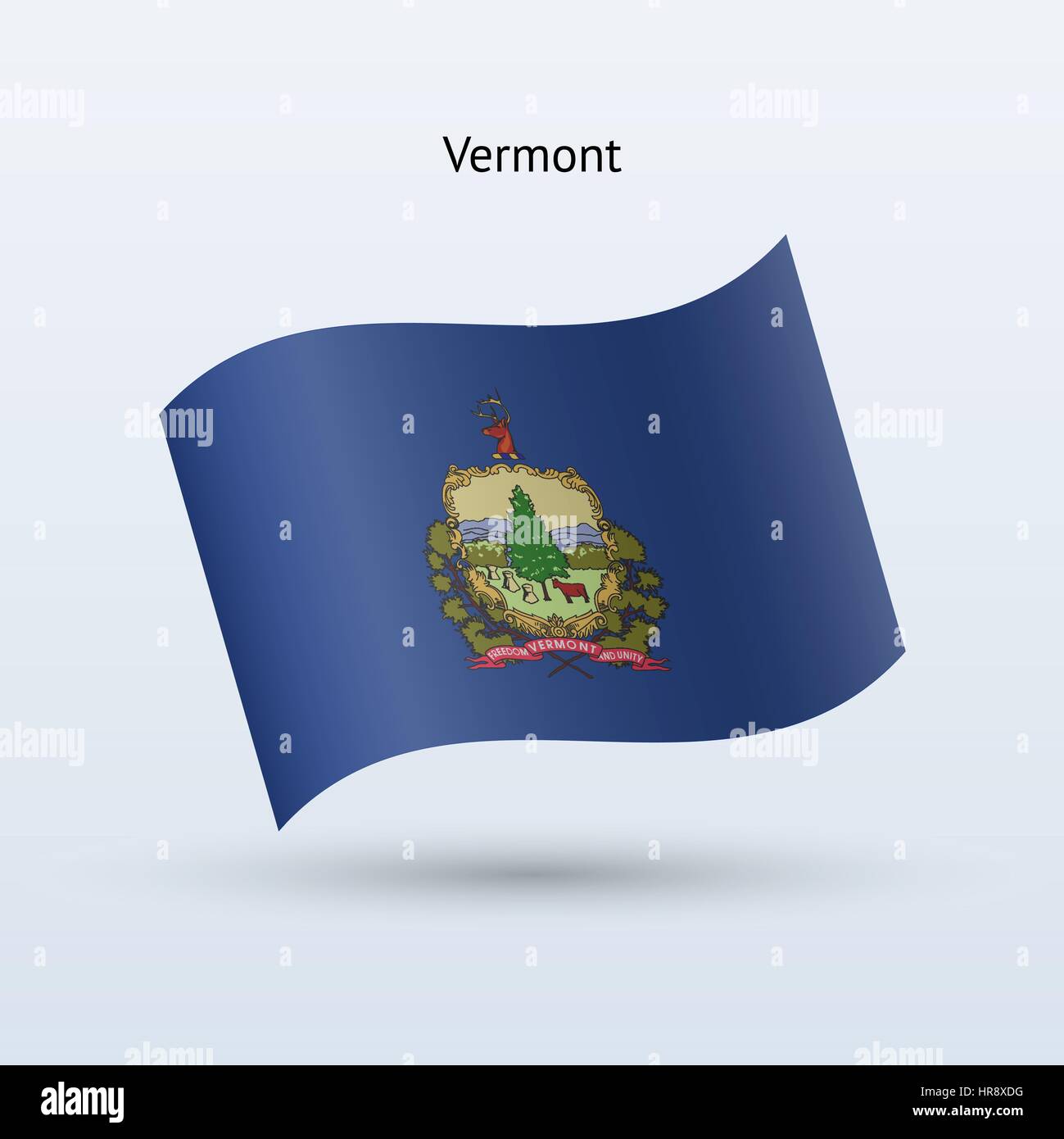 State of Vermont flag waving form on gray background. Vector ...
